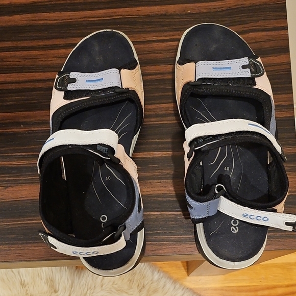 Ecco | Shoes | Ecco Black And Blue Sandals | Poshmark